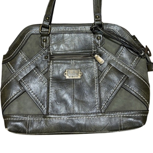Bags | Boc Born Concepts Olive Green Vinyl Shoulder Double Handle Bag ...